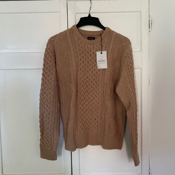UNTUCKit | Sweaters | Mens Untuckit Tan Fisherman Sweater | Poshmark